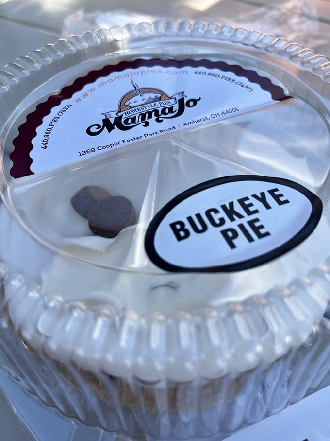 Buckeye Pie to go means you can experience Ohio's signature dessert anywhere. Like carrying a little piece of culinary heaven in a plastic container.