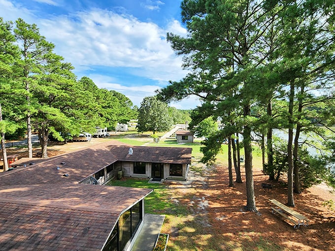 The conference center and main buildings blend seamlessly into their surroundings, like a turtle that's found the perfect sunning spot.