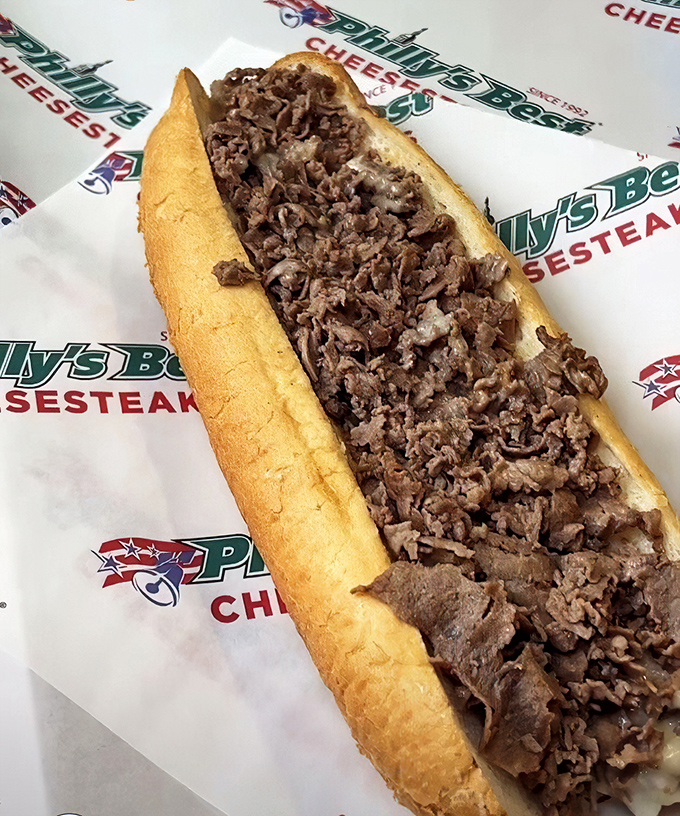 Behold the minimalist masterpiece &ndash; thinly sliced ribeye piled high on that iconic Amoroso roll. No accessories needed.