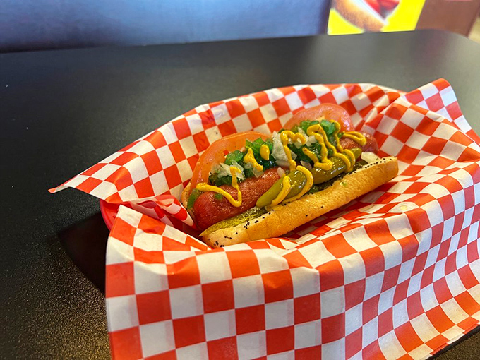 The Chicago dog in all its glory&mdash;a symphony of toppings that proves sometimes more is more. Notice what's missing? That's right, no ketchup!