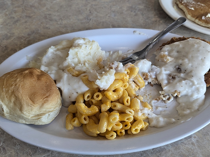 Country cooking doesn't get more authentic than this&mdash;creamy gravy cascading over crispy chicken, with mac and cheese that could make a grown adult weep with nostalgic joy.