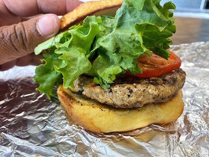 This isn't just a veggie burger&mdash;it's proof that plant-based doesn't mean pleasure-free. Fresh lettuce and tomato add crunch to a patty that could convert even dedicated carnivores.