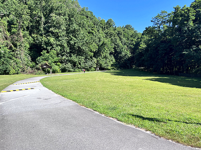 Before the main attraction, a peaceful park area welcomes visitors. Think of it as nature's lobby&mdash;minus the awkward elevator music.