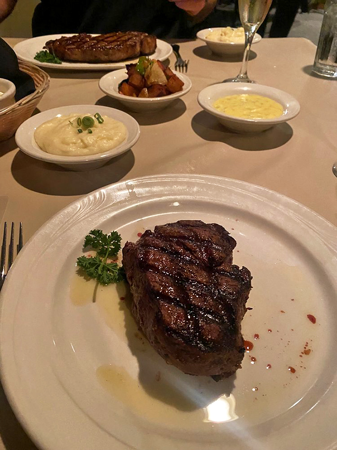 Perfection has a name: filet mignon. This center-cut masterpiece shares the stage with creamy sides, creating a symphony of flavors worth every calorie.