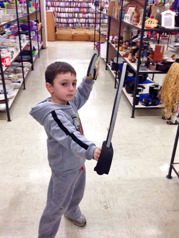 Young treasure hunters learn early that one child's outgrown toy becomes another's new adventure. That wooden sword might have defended imaginary kingdoms before yours.