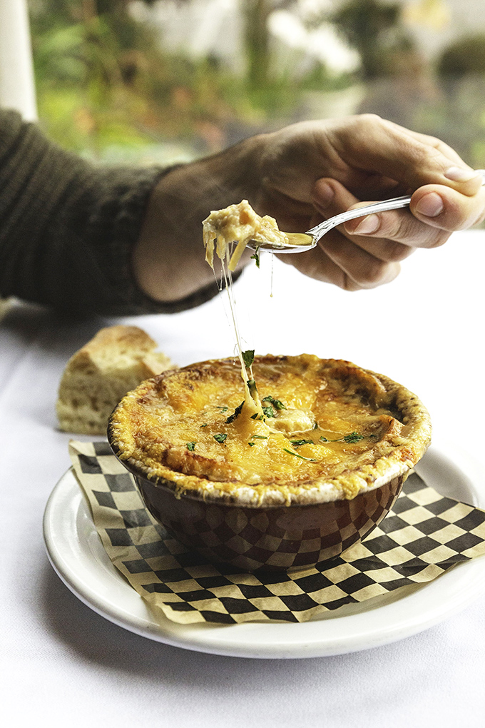 The holy grail of comfort food&mdash;French onion soup with a cheese cap so perfect it should have its own Instagram account. 