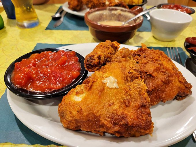 Golden-brown fried chicken that makes such a satisfying crunch, nearby diners will experience serious food envy when you take that first bite.
