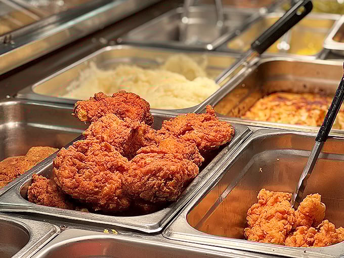 Golden-brown fried chicken that makes a mockery of every diet resolution you've ever made. Worth. Every. Calorie.