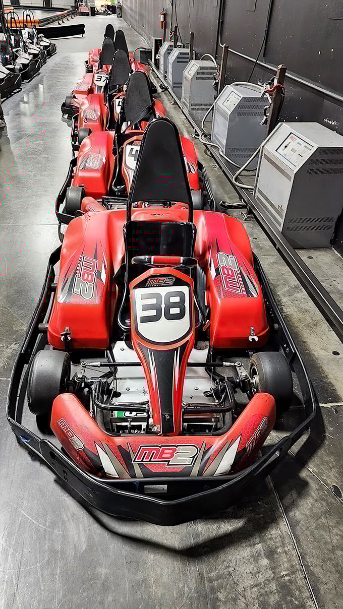 These aren't your county fair go-karts. MB2's racing machines are meticulously maintained speed demons waiting for their next driver to claim racing glory.