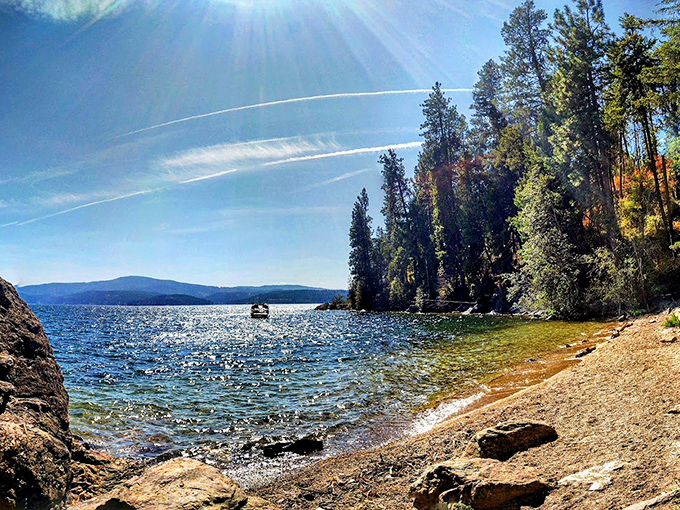 Secret beach alert! This hidden cove feels like your own private slice of paradise, complete with that diamond-sparkle water effect no filter can replicate.