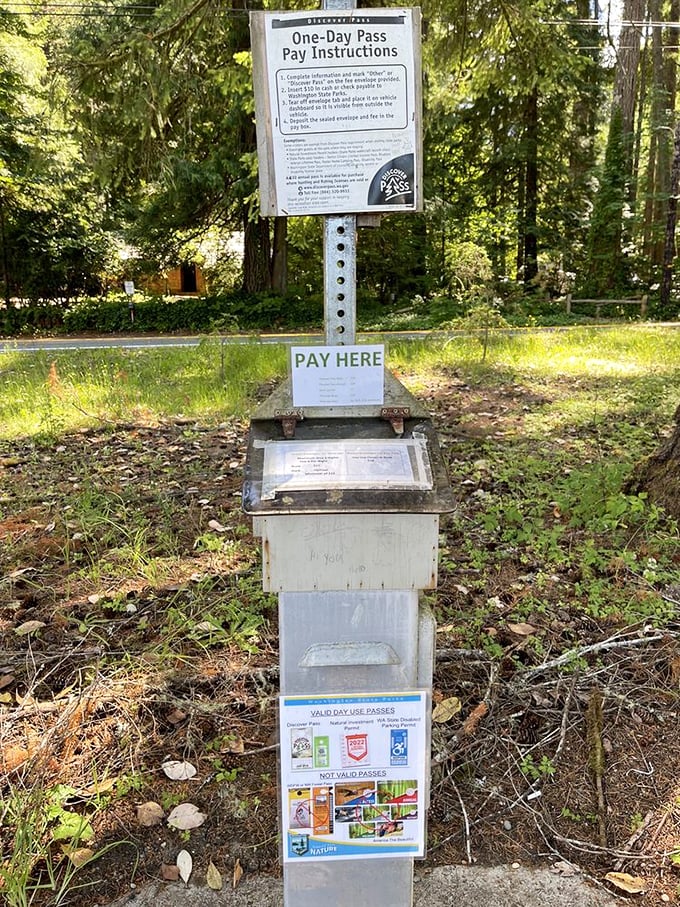 The price of paradise is surprisingly reasonable. This unassuming payment station is your golden ticket to a day of Pacific Northwest bliss.