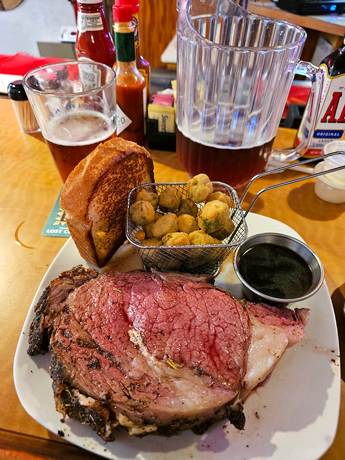 This prime rib isn't just dinner&mdash;it's a religious experience. The perfect pink center surrounded by that seasoned crust is beef nirvana.