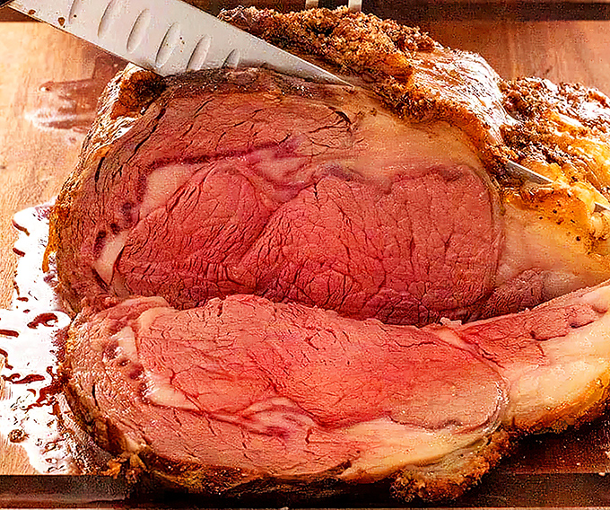 Not all prime rib is created equal. This rosy masterpiece, with its perfect seasoned crust, is what food dreams are made of.