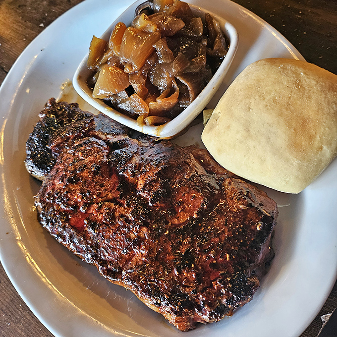 This ribeye doesn't need a fancy filter&mdash;just a proper sear and seasoning that lets the beef be the star. The kind of steak that makes conversation stop mid-sentence.