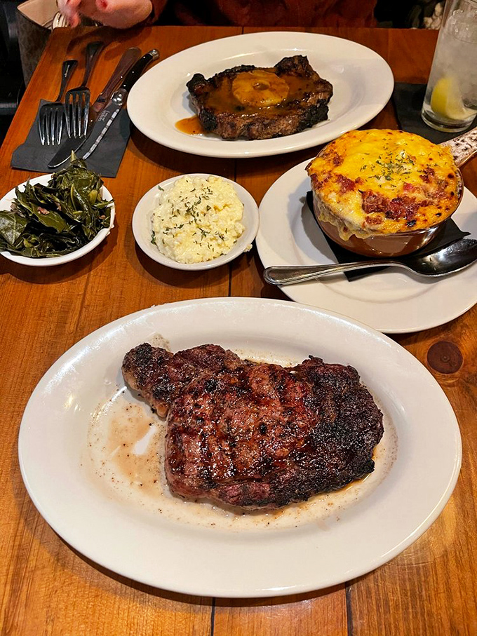 Behold the ribeye in its natural habitat&mdash;perfectly seared, resting in its own juices, flanked by sides that know their supporting role.