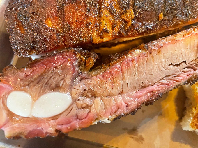 Behold the perfect smoke ring &ndash; that pink halo of flavor that separates barbecue artists from pretenders. These ribs have earned their bark.