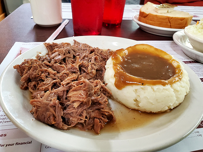 Behold the star of the show: roast beef that practically dissolves on contact. This isn't just meat and potatoes&mdash;it's edible poetry.