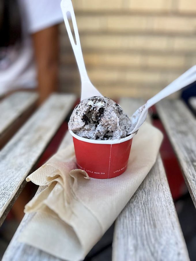 Cookies and cream reimagined with that perfect salty kick. This scoop of Salted Oreo looks like it's plotting to ruin diets and create memories.