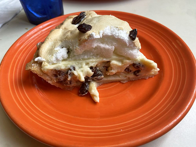 The star attraction: sour cream raisin pie that makes time stand still with its perfect balance of tangy, sweet, and creamy.