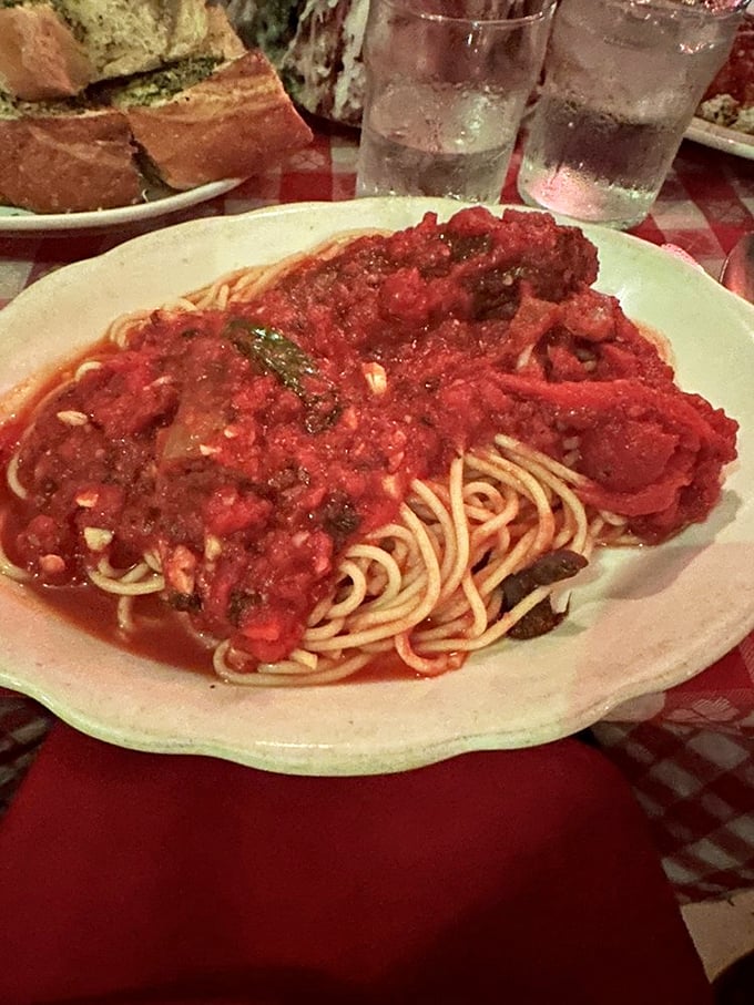 Spaghetti with meat sauce that makes you question why you ever ate anything else. Simple perfection on a plate.