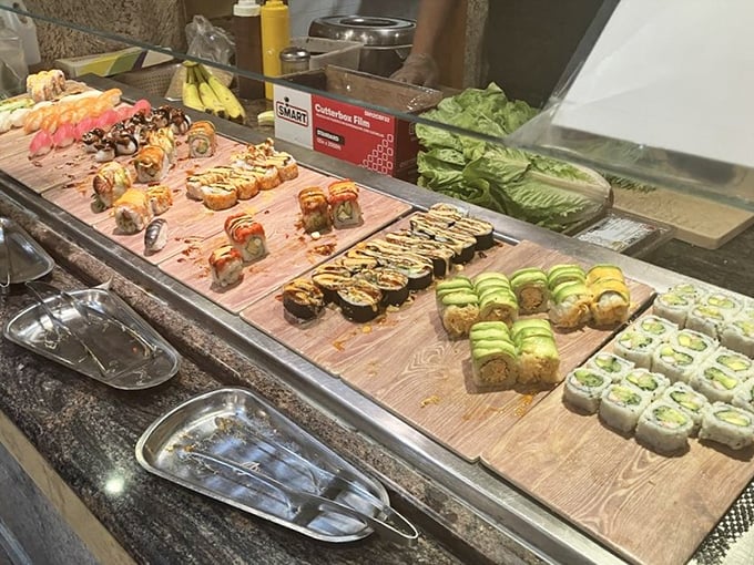 Sushi at a buffet is usually a red flag, but Green Olive's colorful rolls defy buffet logic&mdash;fresh, artfully arranged, and frequently replenished.