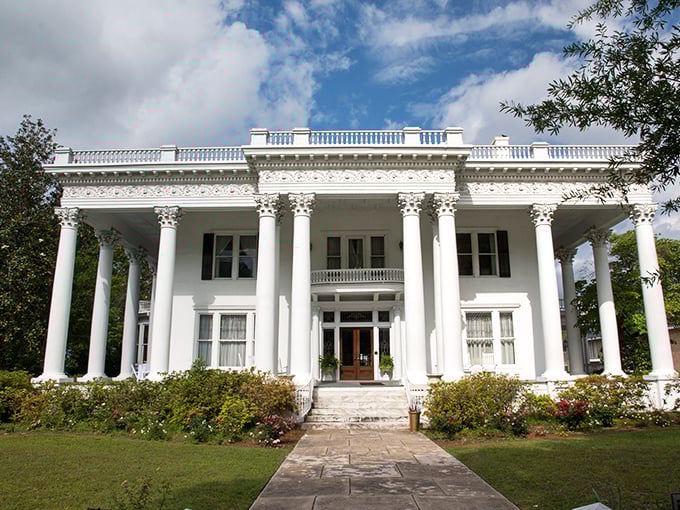 The Shorter Mansion stands as Eufaula's crown jewel, its commanding columns and pristine white facade practically demanding you straighten your posture as you approach.