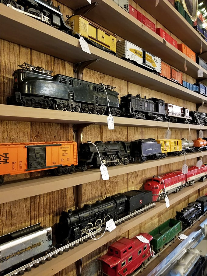 All aboard the nostalgia express! Lionel trains from decades past stand ready to transport collectors back to childhood wonder.