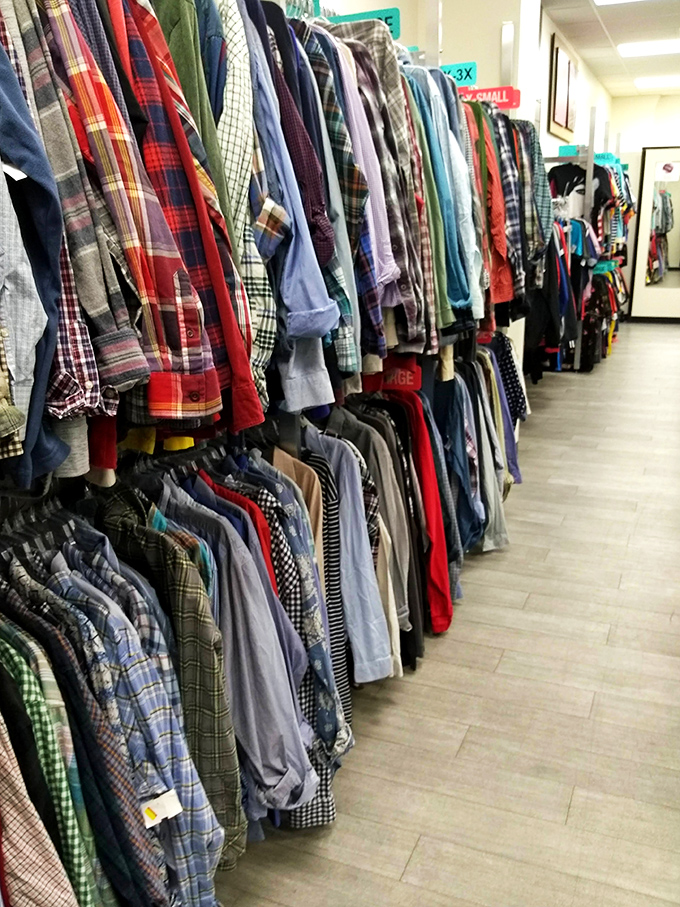Flannel heaven! The men's shirt section offers enough plaid options to dress every lumberjack in Arkansas&mdash;and their hipster nephews too.