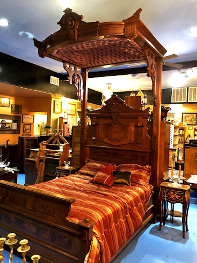 A canopied bed fit for royalty or time travelers. Sleep here and you might wake up in 1890, but with much better stories to tell.