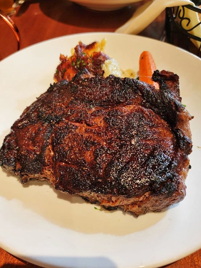 Behold the blackened ribeye in all its crusty, juicy glory. That sear could make a vegetarian question their life choices. 