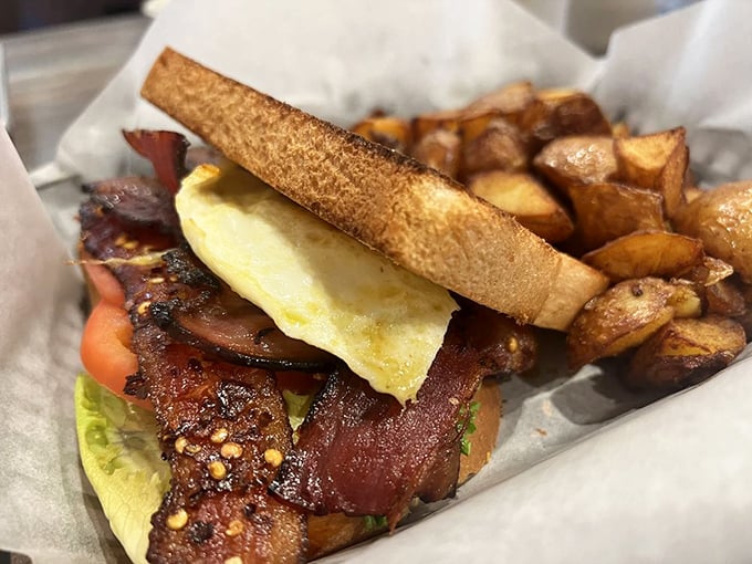 The BLT that launched a thousand road trips. That bacon has the perfect crisp-to-chew ratio that food scientists dream about.