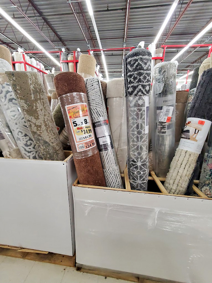Roll out the savings! Designer rugs and carpets stand at attention, waiting for someone to rescue them from retail purgatory at 70% below their intended price.