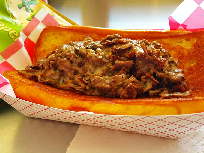 Behold the star of our show&mdash;a cheesesteak so perfectly proportioned it makes you wonder if mathematicians were consulted during its creation.