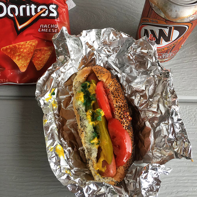 The Chicago dog in all its glory&mdash;a garden of peppers, tomatoes, and pickle spears atop a snappy dog. Like the Midwest itself: straightforward, generous, and colorful.