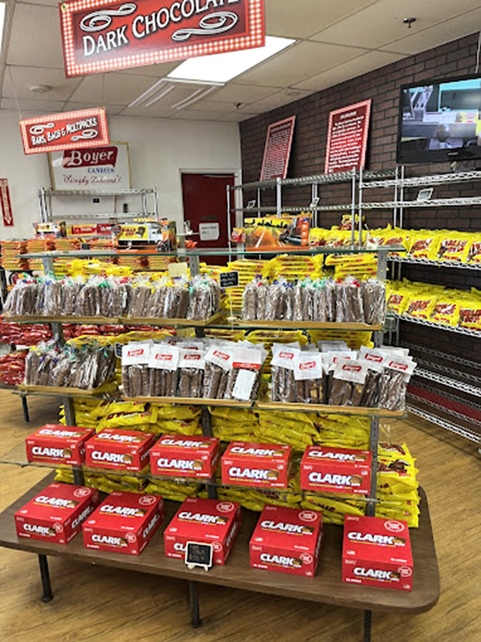 Dark chocolate heaven awaits as Boyer's meticulously arranged displays prove that organization is indeed the confectioner's best friend after sugar.
