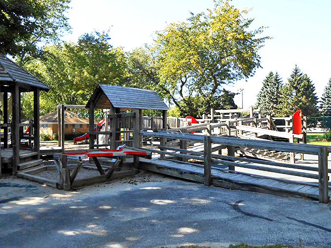 Even the playground in Cedarburg looks like it belongs in a storybook. This wooden structure invites children to imagine adventures while parents enjoy the shade of century-old trees.