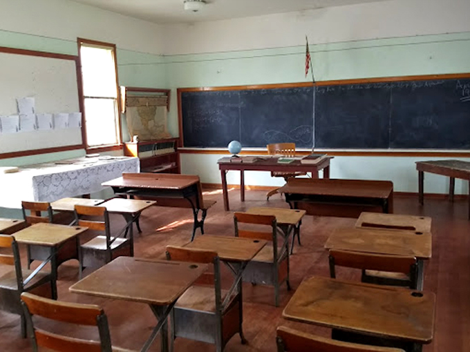 Not part of the barbed wire museum! This vintage classroom nearby offers another slice of rural Kansas history&mdash;before smartphones became the pointy objects kids couldn't put down.