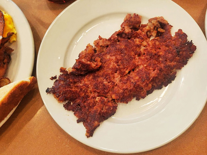 Behold the star of our show: corned beef hash with a crust that makes potato chips jealous. Crispy edges, tender center&mdash;breakfast engineering at its finest.