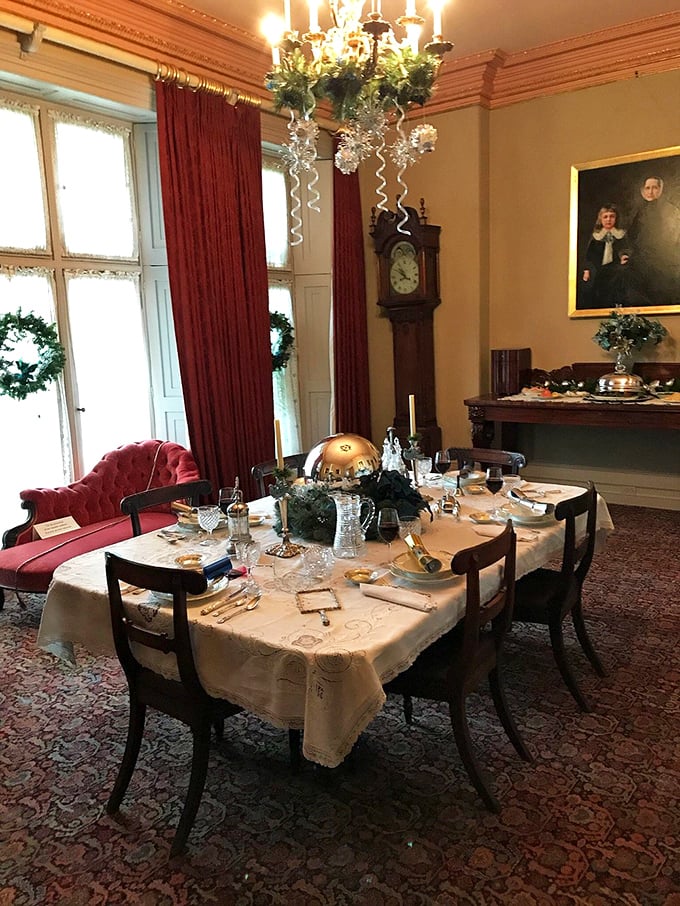 A formal Victorian dinner awaits phantom guests. The champagne might be flat by now, but the atmosphere is anything but &ndash; talk about a time capsule with ambiance!