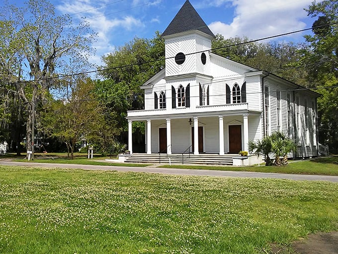 The historic churches of Beaufort stand as peaceful sentinels, their white clapboard exteriors glowing in the Carolina sunshine.