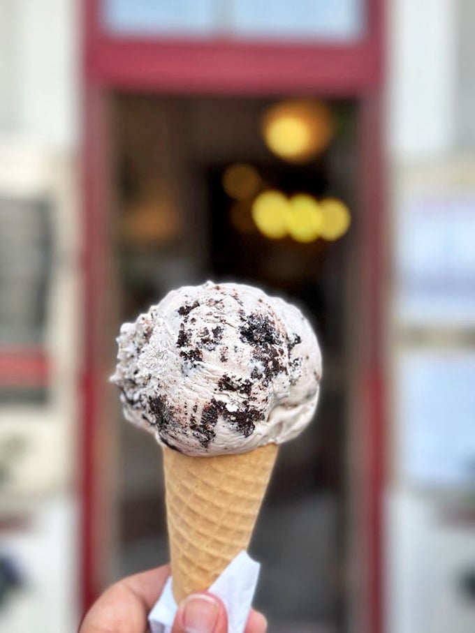 That's not just cookies and cream&mdash;it's a scoop of childhood nostalgia in a cone, with chunks of cookie that would make your grandmother nod in approval. 