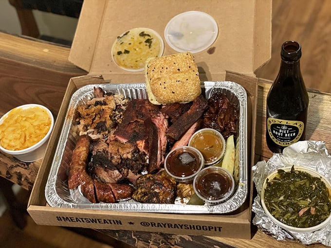 Barbecue nirvana on a tray. The smoke ring on that brisket is like nature's way of saying, "You're welcome, hungry human."