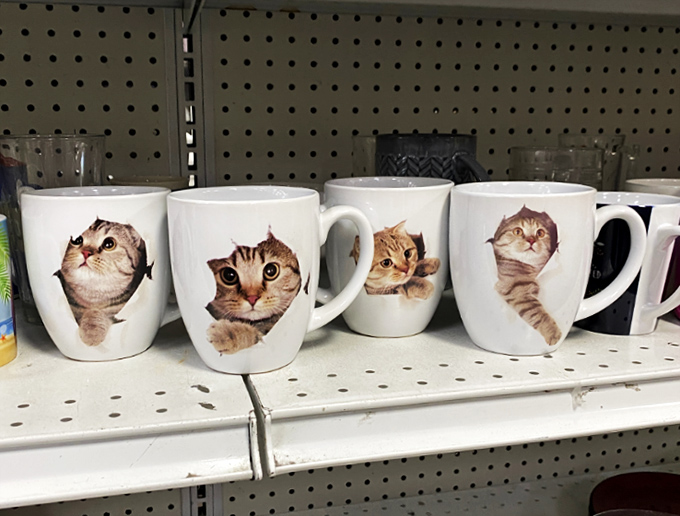 These cat mugs aren't just vessels for coffee&mdash;they're conversation starters. Nothing says "I'm an interesting person" quite like sipping from a ceramic feline peering back at your breakfast guests.