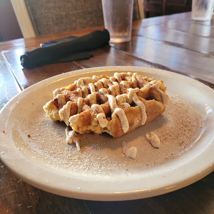 The humble waffle in its purest form&mdash;dusted with powdered sugar and ready for its close-up. Simplicity never tasted so complex.