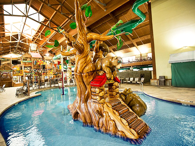 Not your average tree house. This elaborate water playground looks like something beaver engineers would build if they had access to fiberglass and a degree in fun.