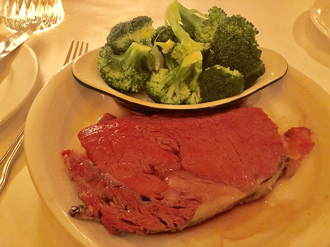 Behold the star of the show: prime rib so perfectly pink it makes you wonder if other foods are even trying.