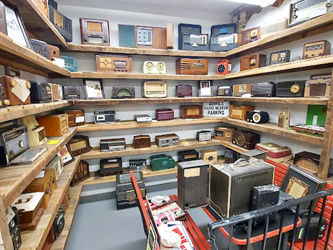 Not just lunchboxes! This treasure trove of vintage radios would make any audiophile swoon. Grandpa's first RCA Victor never looked so important.