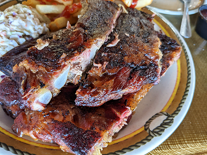 These ribs don't just fall off the bone&mdash;they practically leap into your mouth. The bark on these beauties tells stories of patient smoking and practiced hands.