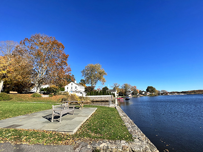 Contemplation comes naturally at this riverside retreat. A simple bench offering million-dollar views of the Connecticut River&mdash;nature's therapy session without the copay.