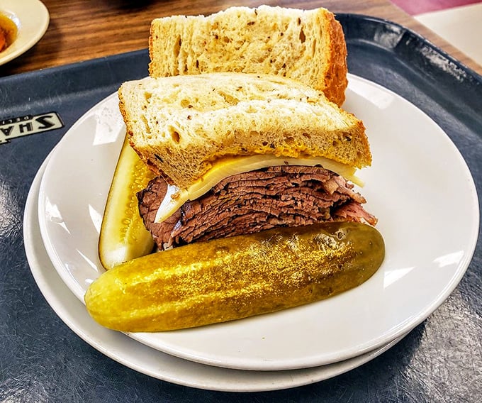 Not all heroes wear capes—some come with pickles on the side. This roast beef sandwich has the architectural integrity of a Frank Lloyd Wright design but tastes infinitely better.